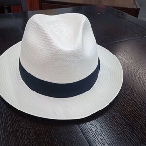 Belfry | Accessories | Elegant White Fedora With Black Band | Poshmark